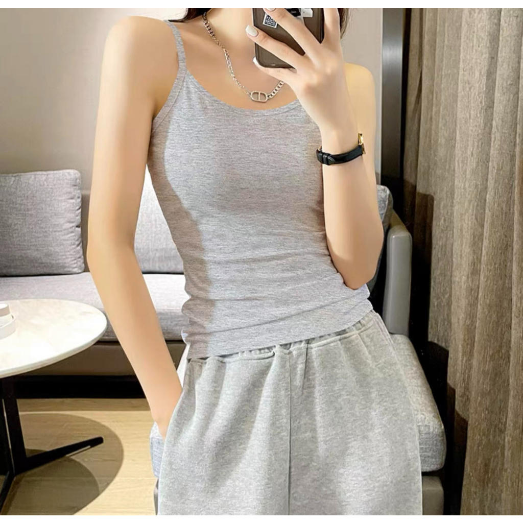 fashion Strap Spaghetti Sando Cotton tanks 6Colors Sexy Tops Free Size ...