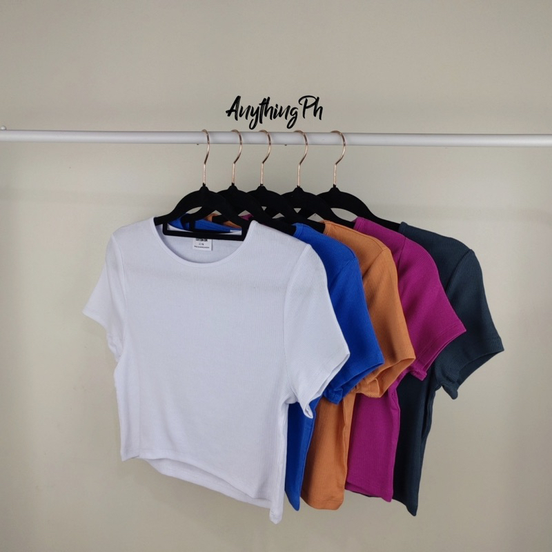 COTTON*N RIBBED CROPTOP | Original Overrun | Shopee Philippines