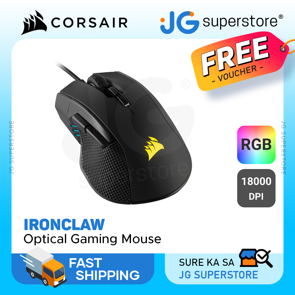 CORSAIR Ironclaw iCUE RGB Wired Optical Gaming Mouse with 18000 DPI and ...