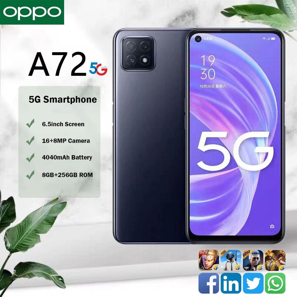 OPPO A72 Smartphone 5G Original Phone 8+256GB Legit Cellphone 4040mAh Battery 6.5inch Full HD ...