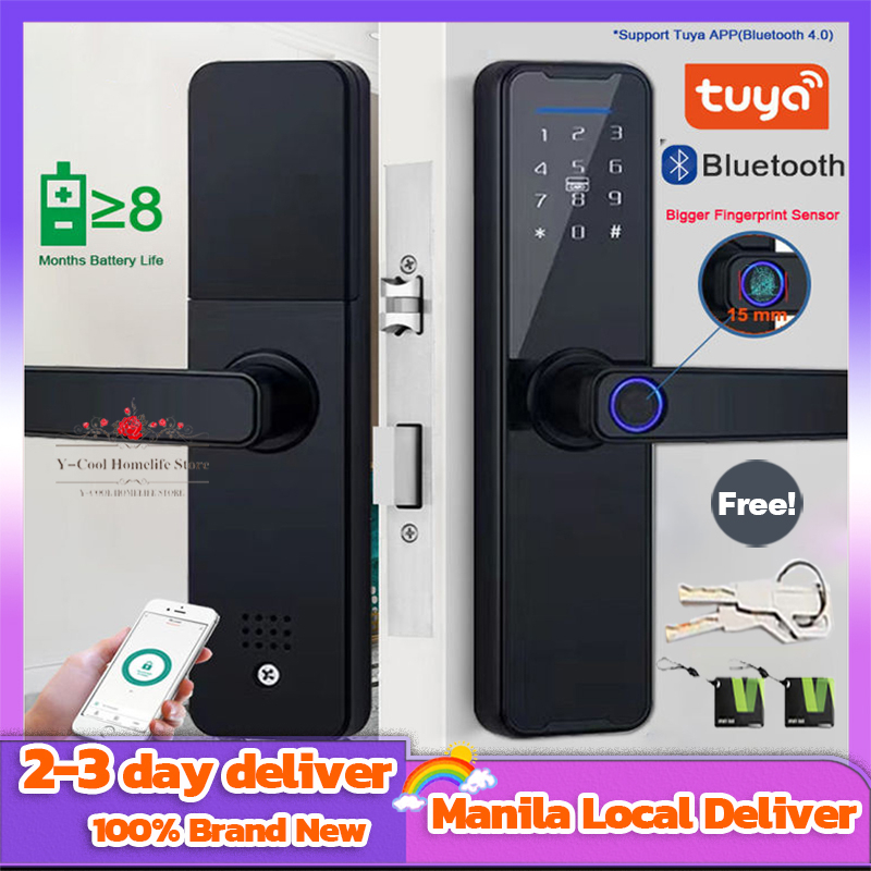 Tuya Wifi Bluetooth Smart Door Lock Fingerprint Digital code Anti-theft ...