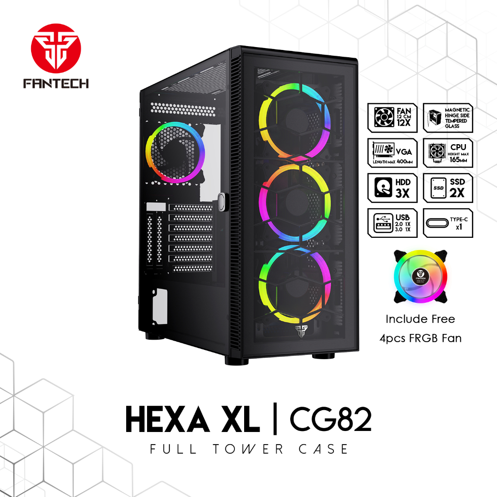 FANTECH CG82 AERO XL Full Tower Case Desktop / PC Case Included Free ...