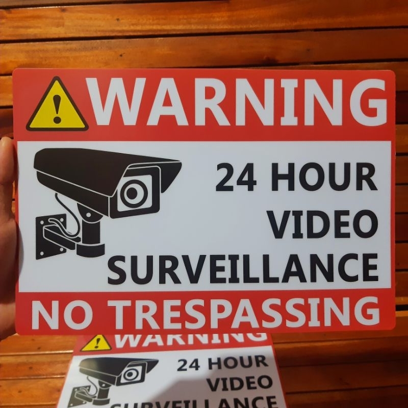 CCTV SIGN 24 HOUR VIDEO SURVEILLANCE RED WHITE COMBINATION PVC TYPE ...