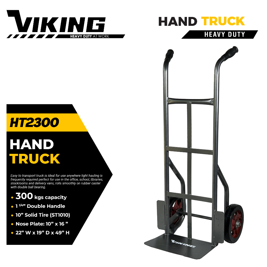 VIKING HEAVY DUTY HANDTRUCK Double and Curved Handle 150 to 300kgs ...