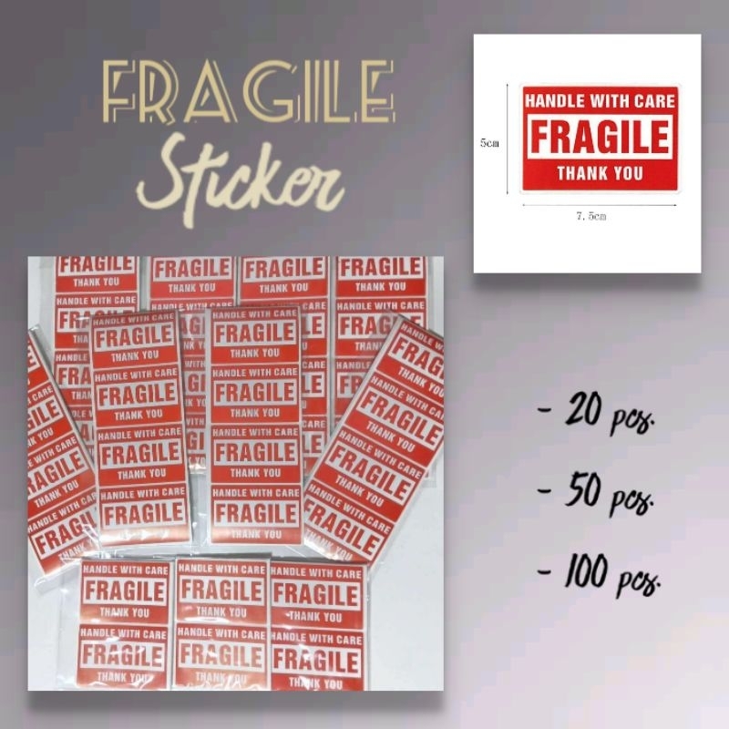 Fragile Sticker, Warning Label for Parcels ( 20/50/100pcs. ) | Shopee ...