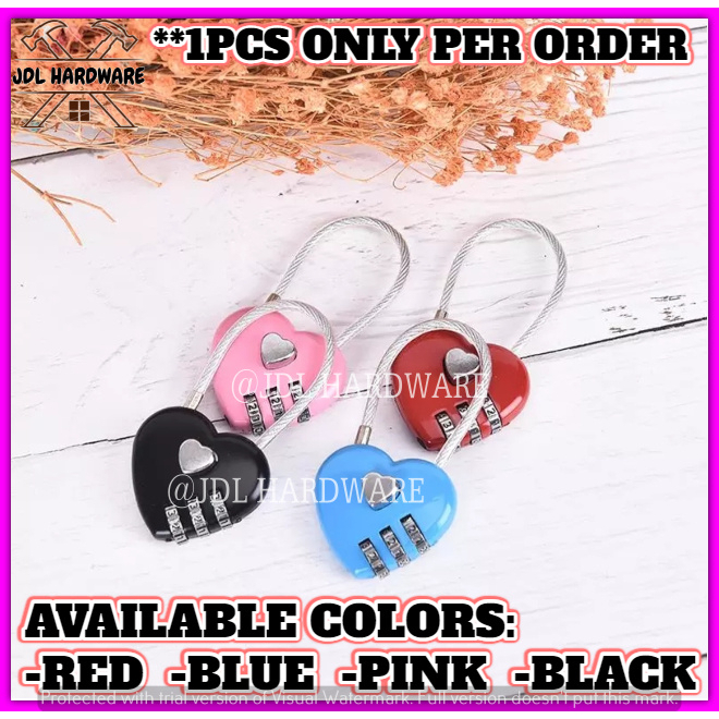 4146 1PCS Resettable 3-Digit Passcode Padlock Heart Design Luggage ...