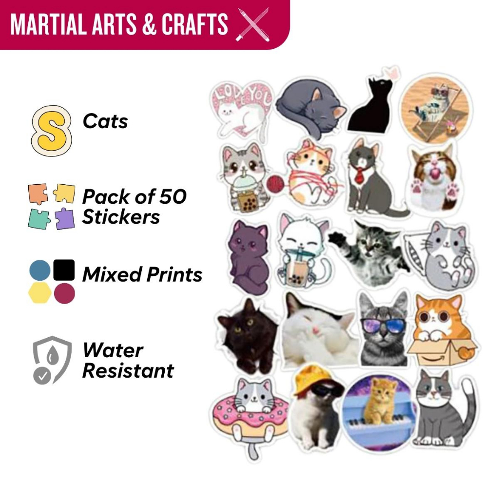 Cats - Laptop and Cellphone Matte Finish PVC Stickers (Set of 50 ...
