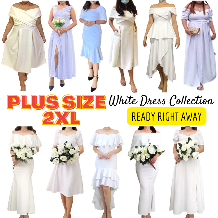 PLUS SIZE 2XL White Dress Formal Dress Baptism Dress Civil Wedding ...