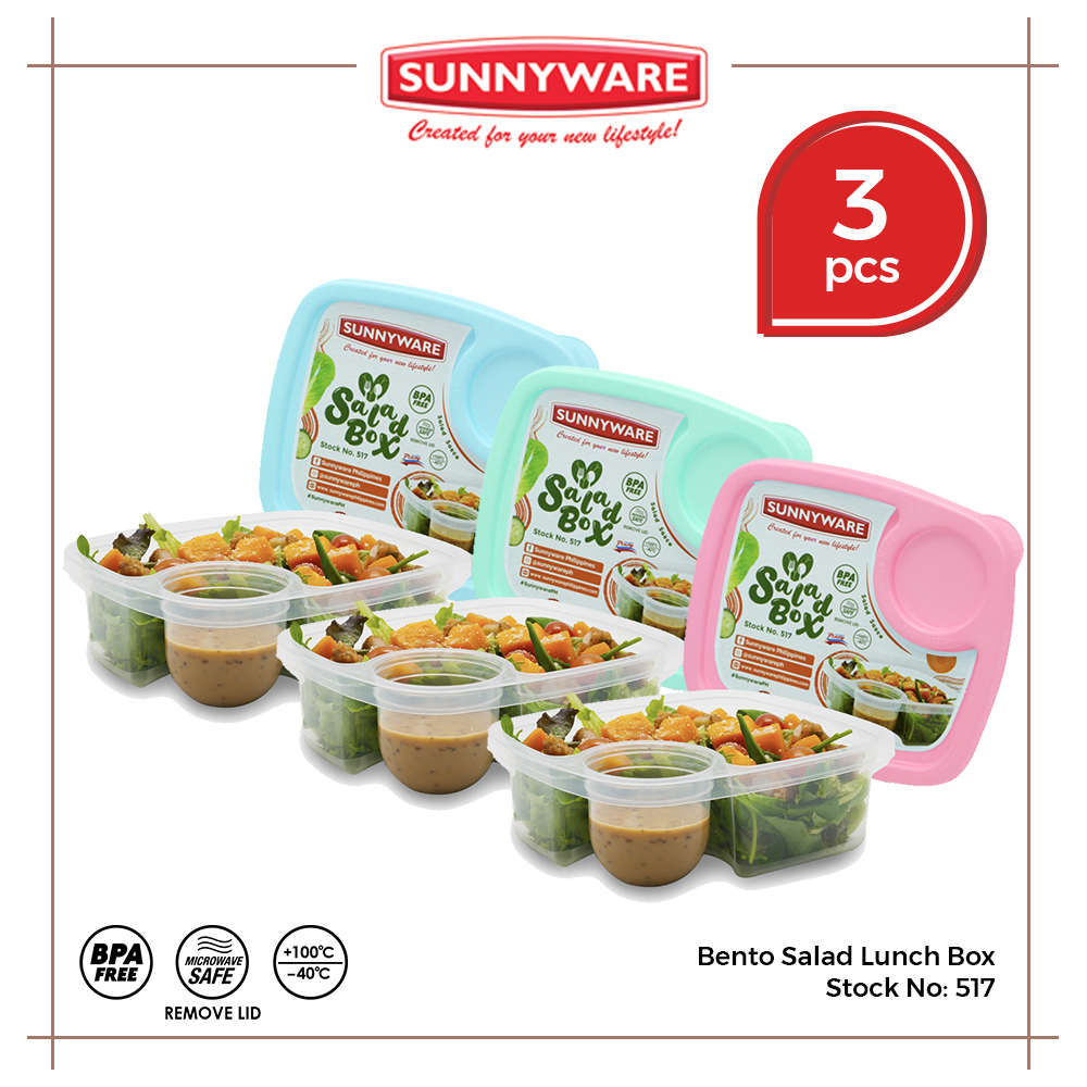 3pcs Bento Salad Lunch Box [Sunnyware 517] | Plasticware | Food Storage ...
