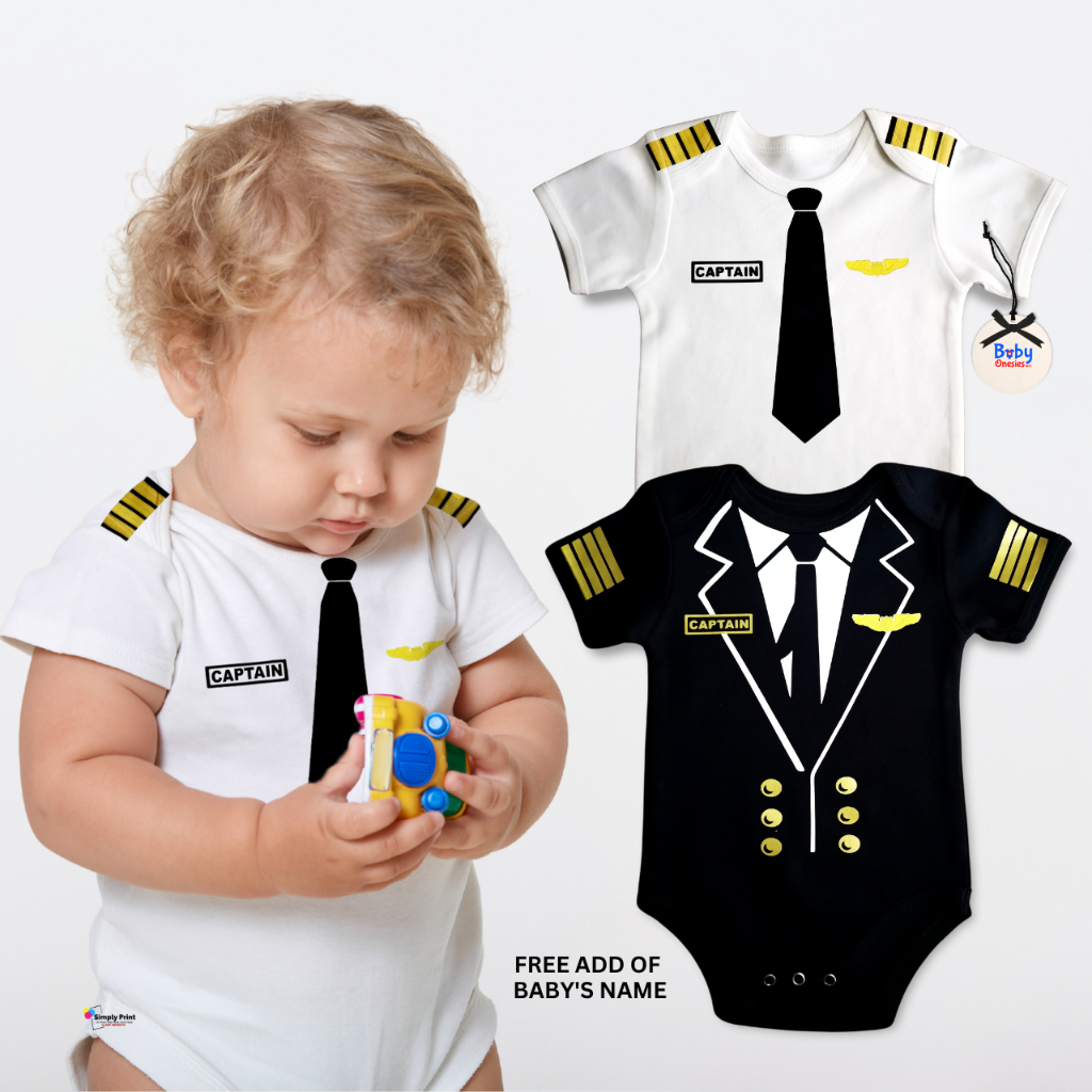 Captain Pilot Baby Onesie with Name 0-12 months Career Frogsuit Monthly ...