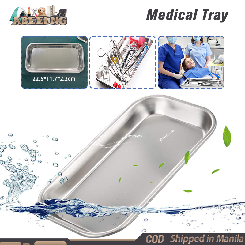 Silver Medical Tray Stainless Steel Dental Procedure Tray Flat Bottom ...