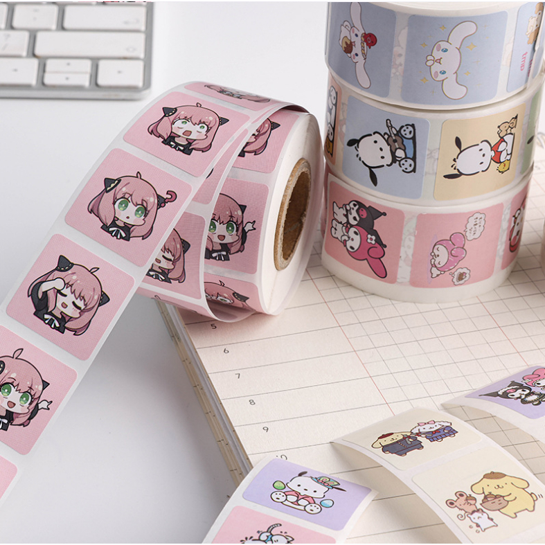 500pcs Sanrio Cartoon Sticker Tape Kuromi Pacha Dog Ania Anime Sticker ...