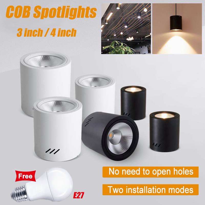 (Free Bulbs)Round Surface Mounted 3"4"downlight E27 Casing Ceiling ...