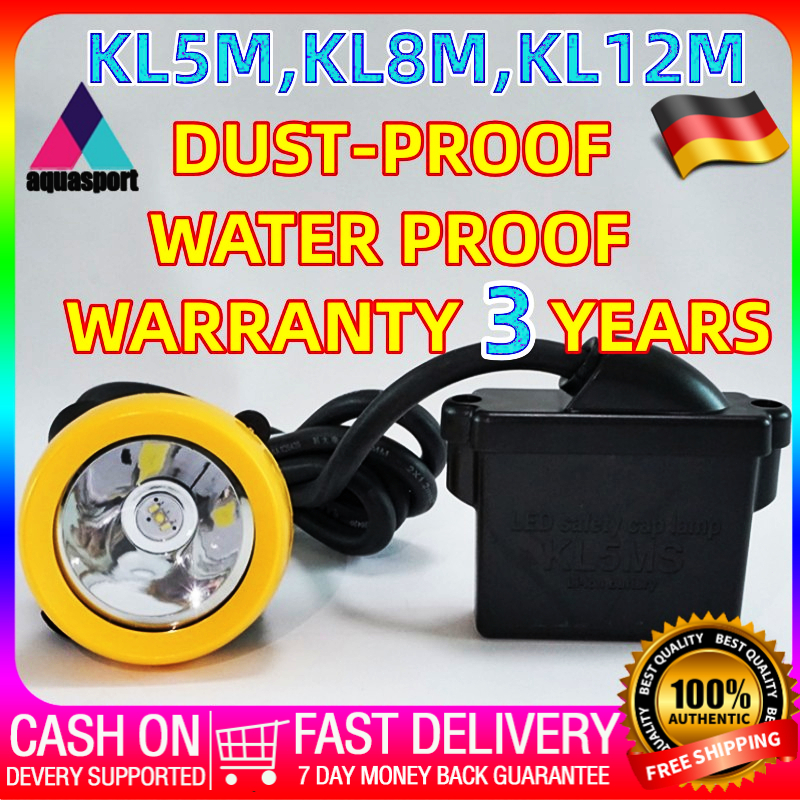 Aquosport KL5M/KL8M Miner's Lamp Wisdom Flashlight Rechargeable Lithium ...