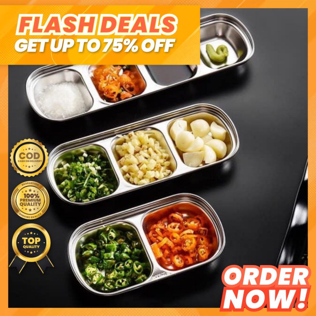 Original Korean Samgyup Dish Tray 2 3 4 Grids Stainless Steel Sauce Dip ...