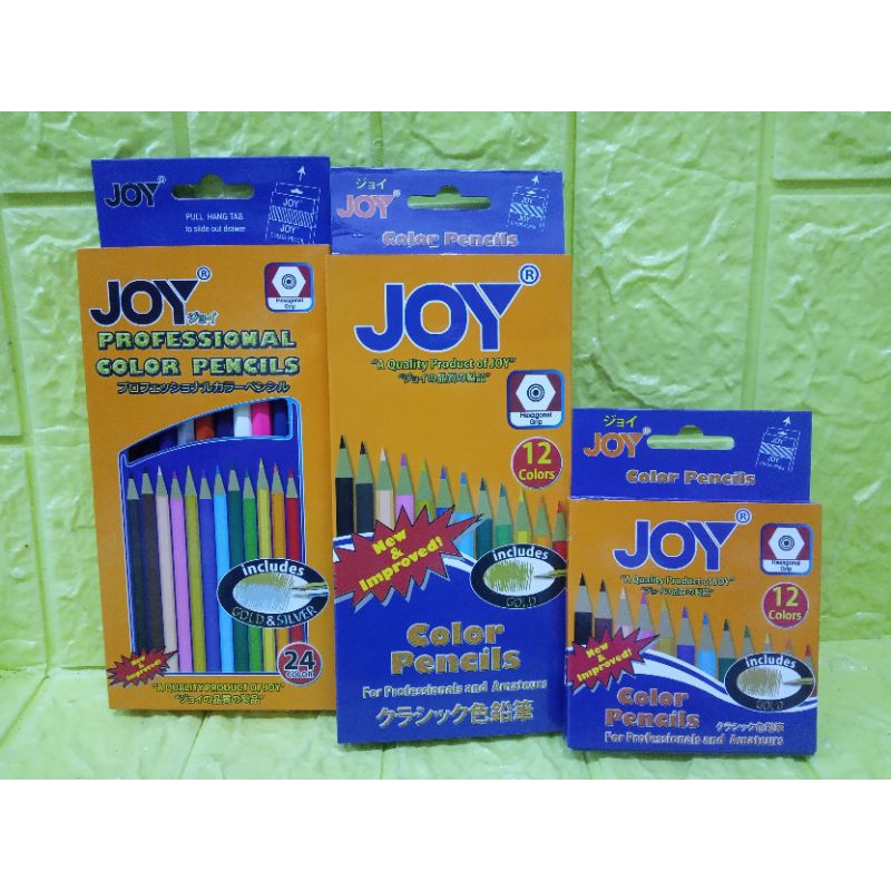 joy colored pencil 12's / 24's with gold color short and long | Shopee ...