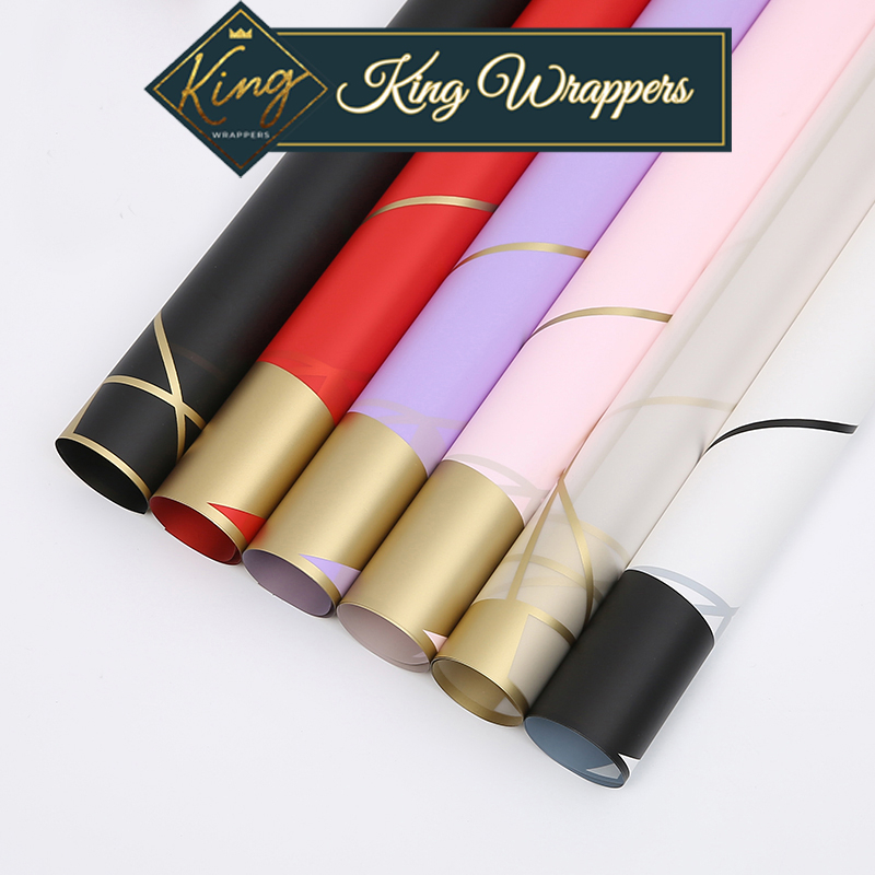 20pcs per pack Gold Geometric Lines Design Flower Bouquet Wrapper ...
