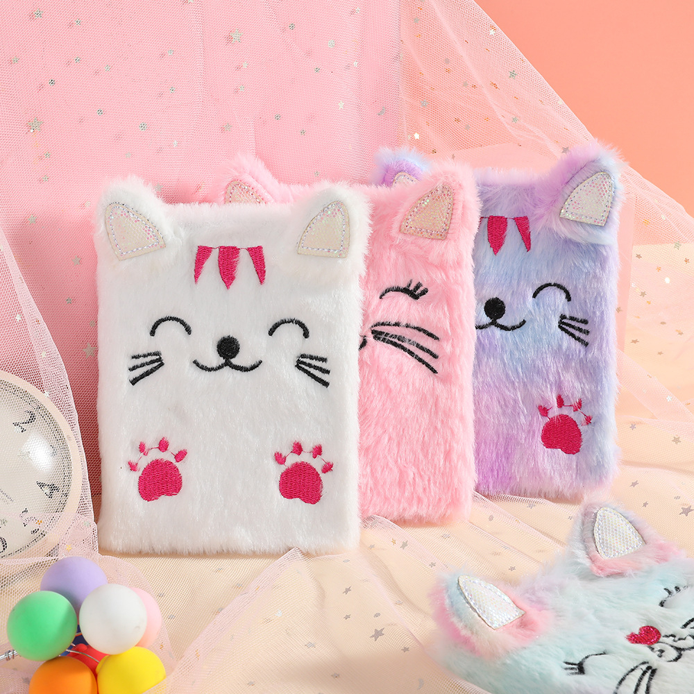 14.5x10.8cm Cute plush Notebook cat Notebook Children's cartoon hand ...