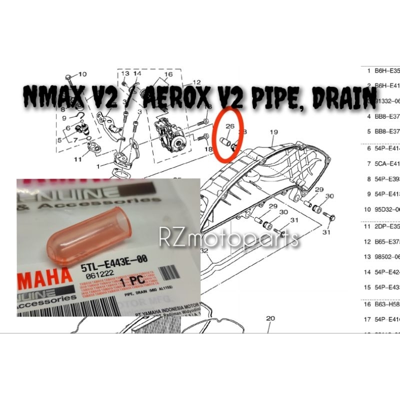 PIPE, DRAIN NMAX V2 / AEROX V2 (5TL-E443E-00) | Shopee Philippines