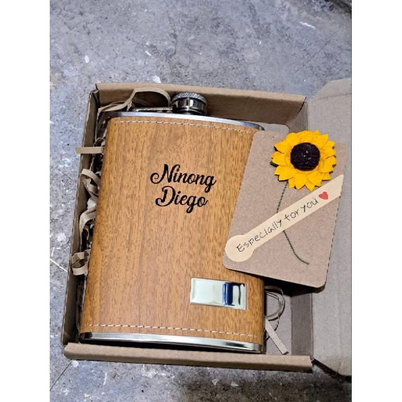 Personalized Hip Wine Flask 8oz Gift Set Laser Engraved FREE BOX ...