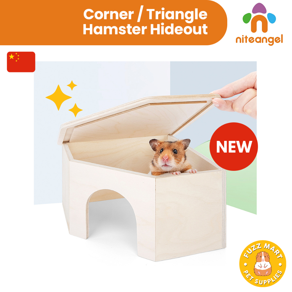 Niteangel Corner Triangle Wooden Hamster Hideout (2 Sizes) | Shopee ...