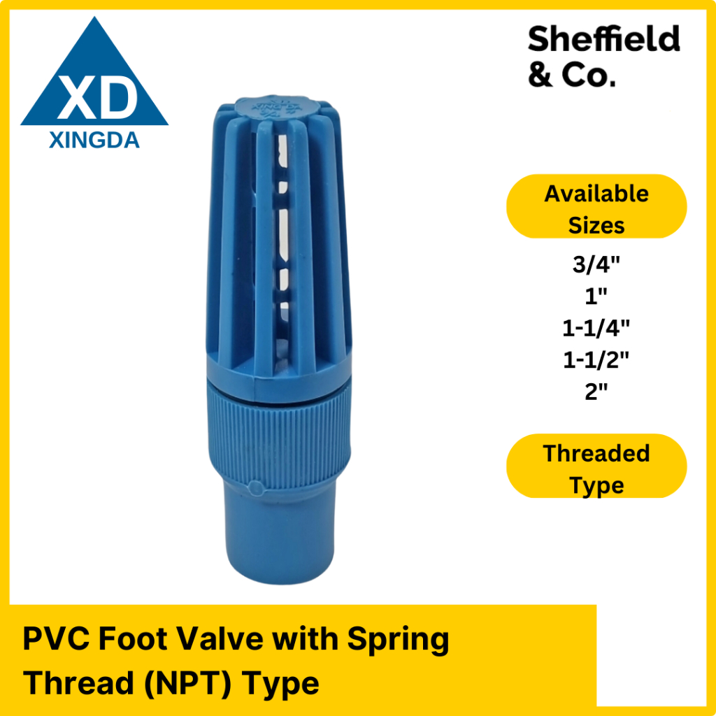 XINGDA PVC Foot Valve with Spring, NPT type (3/4", 1", 1-1/4", 1-1/2 ...