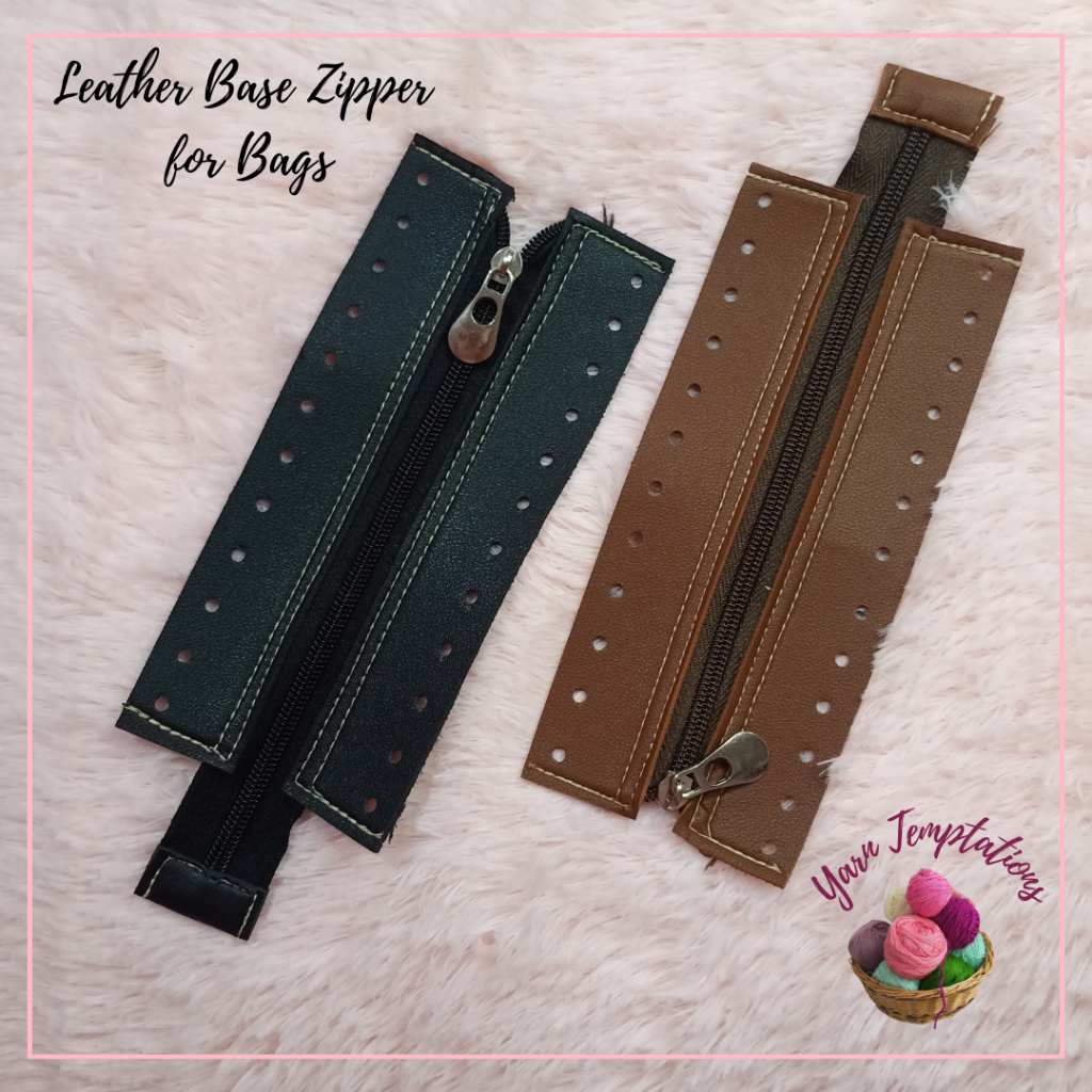 Leather Base Zipper for Crochet Bags | High Quality | Yarn Temptations ...