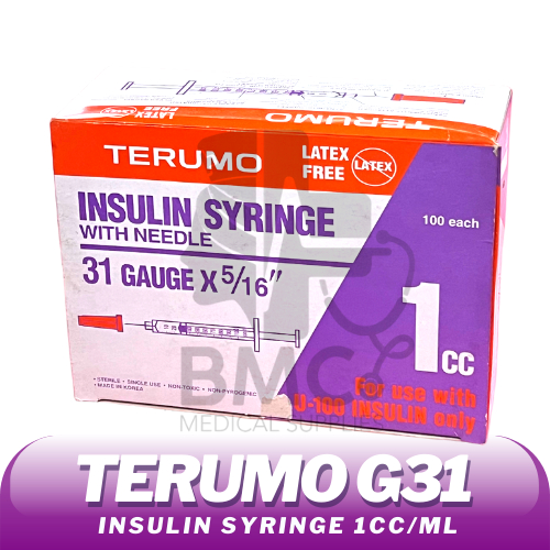 Terumo [Violet] G31 Insulin Syringe [1cc and 1/2 cc] (Sold Per Box) | Shopee Philippines