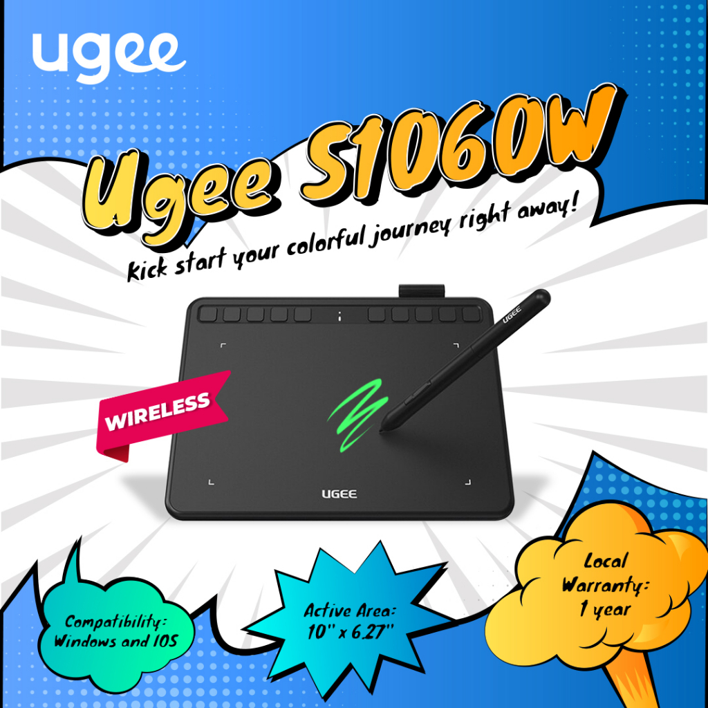 UGEE S-Series S1060W, 10"x 6.2", Stylus & other accessories included ...