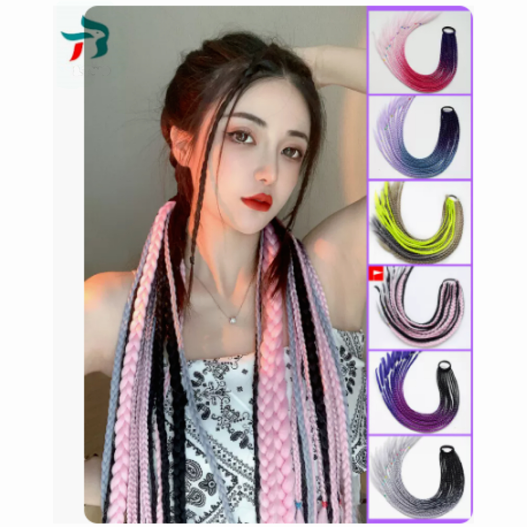 Colored Braids Ponytail Rubber Bands Highlights Cosplay Personalized ...