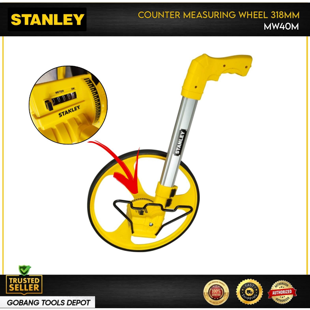 STANLEY 1-77-174 Distance Counter Measuring Wheel with Carry Bag (MW40M ...
