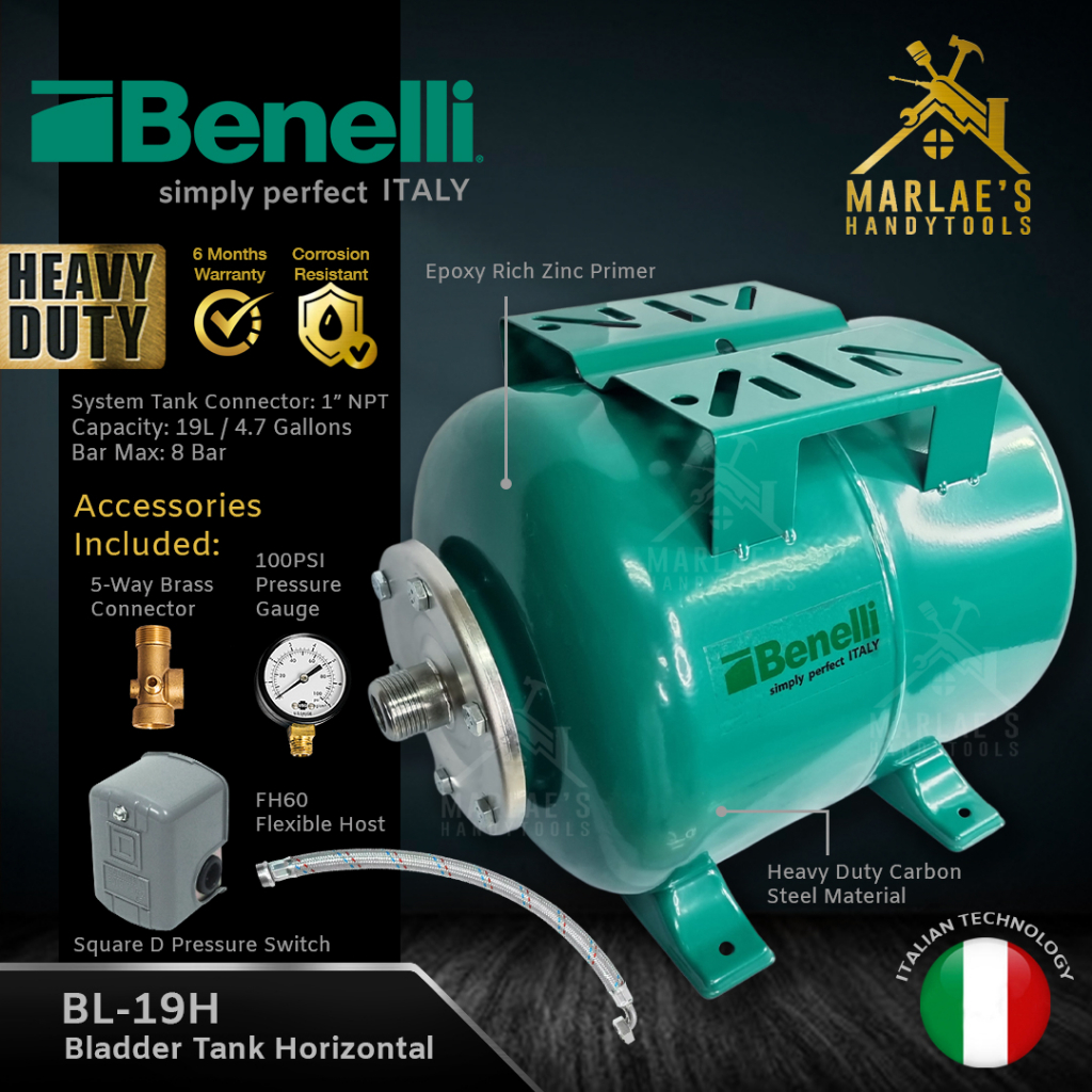 Benelli Bladder Tank Horizontal Type 4.75 Gallons BL-19H BL-60H ...