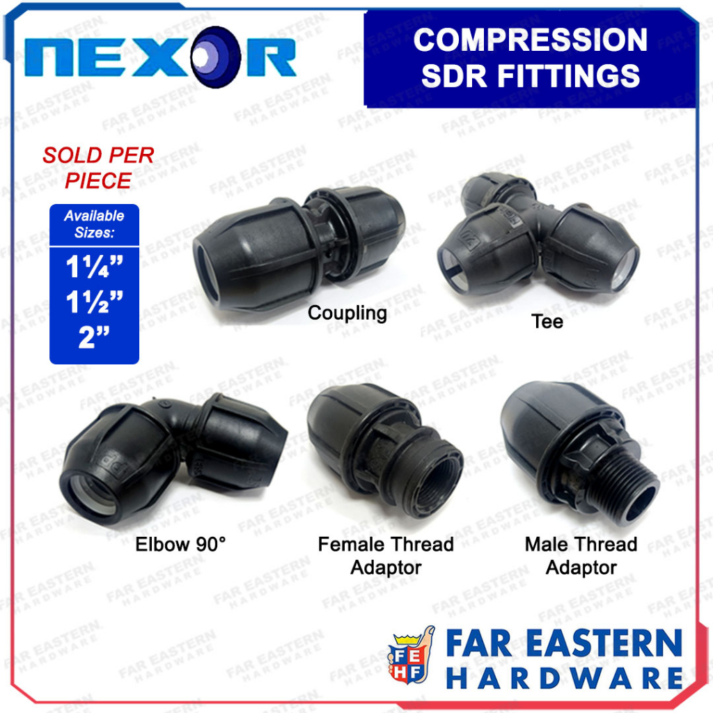 NEXOR SDR Compression Pipe Fittings Coupling | Elbow | Tee | Male ...