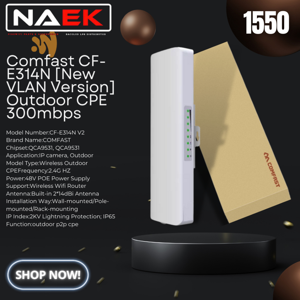 COMFAST CF-E314N V2 NEW VLAN 300Mbps Wireless Outdoor CPE Bridge 2.4G ...