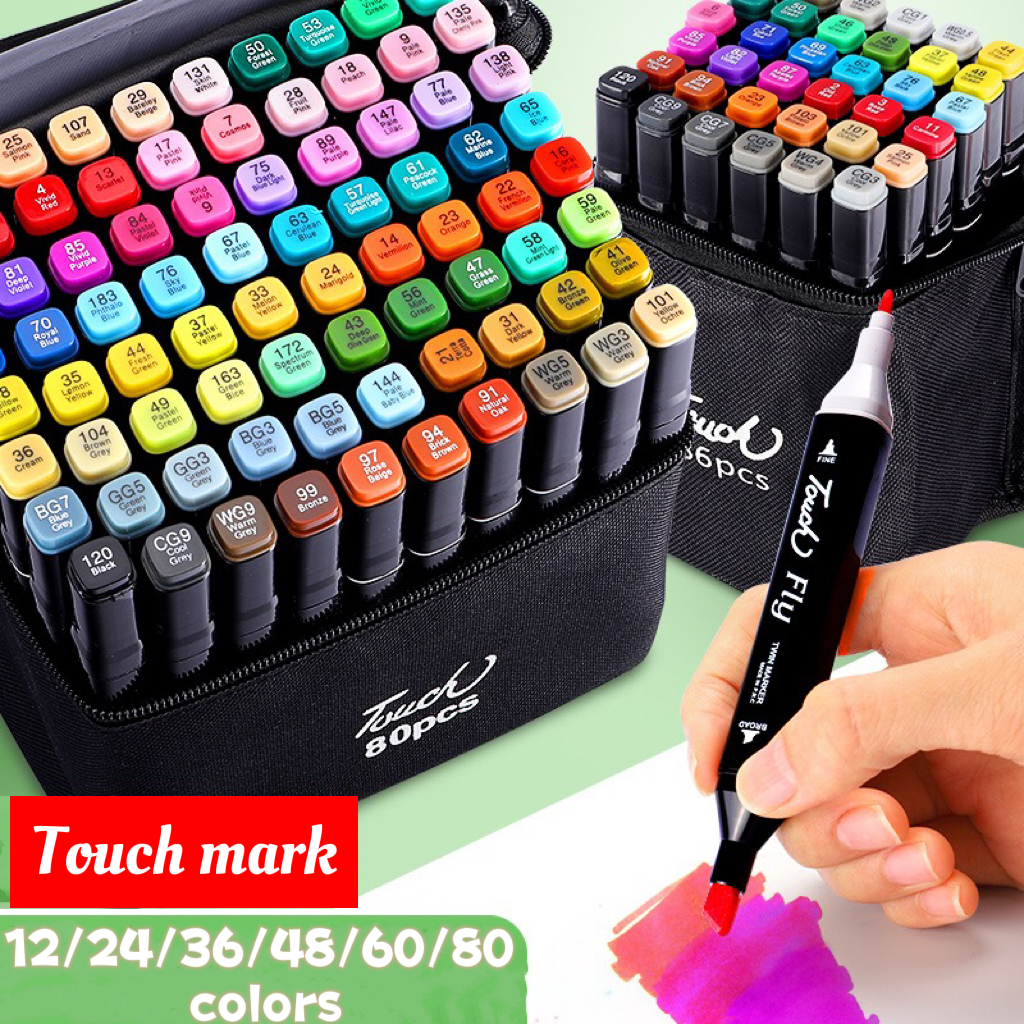 12/24/36/48/60/80 pcs Touch Marker Set Colors School Supplies | Shopee ...