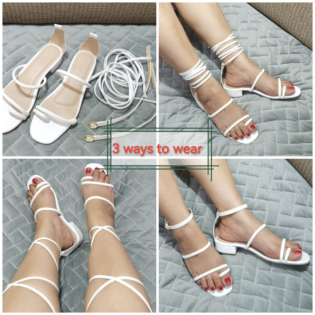 MiKS Terrie 1 inch Block Heel Interchangeable Multi-way Gladiator Lace ...