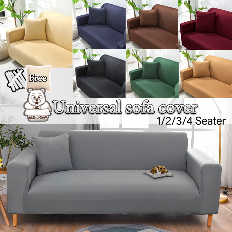 Solid Color Sofa Cover Elastic Regular L Shape Stretchable Home and ...