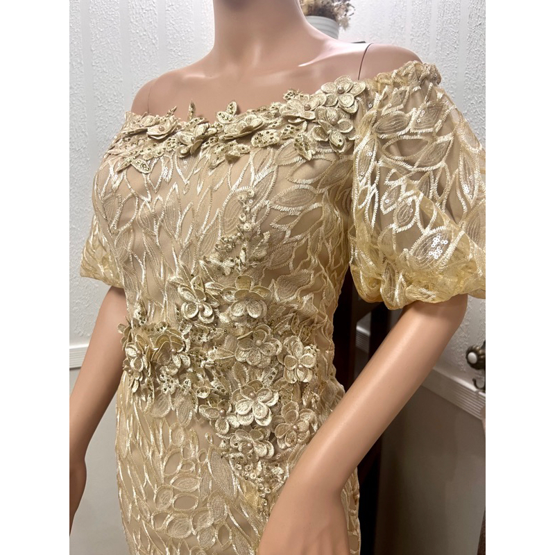 Modern Ninang OOTD Full Lace Off Shoulder Semi Serpentine Cut Puff ...