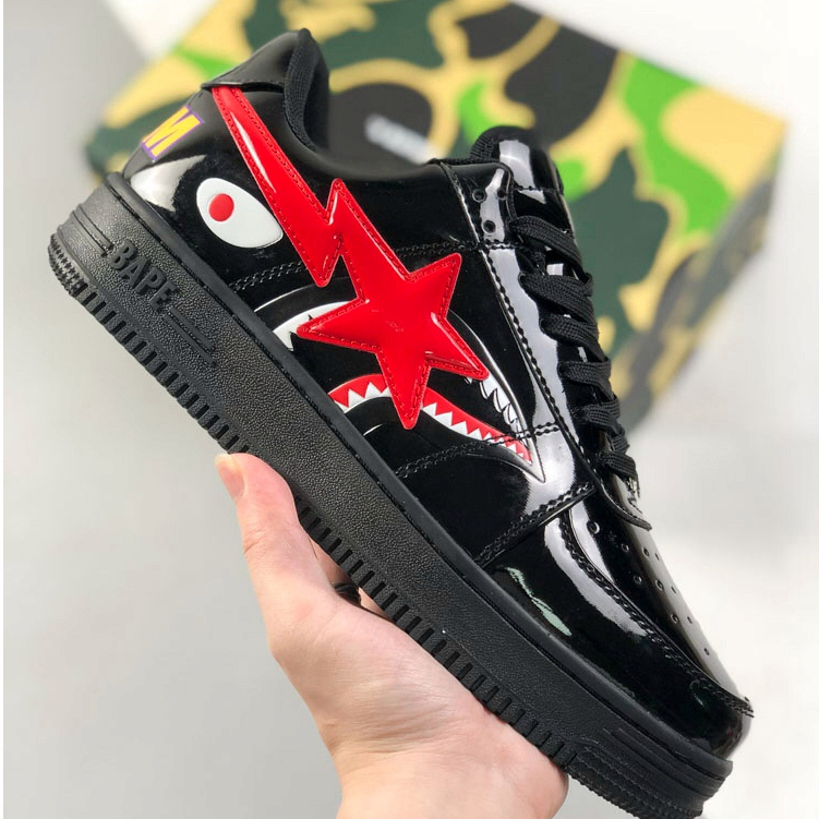Bape Sta Ortholite Black Red Low Top Casual Board Shoes | Shopee ...