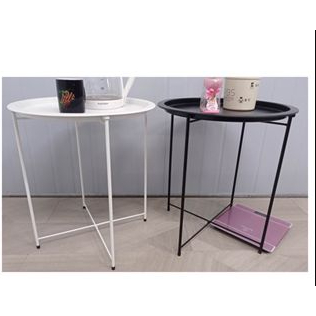 WHITE Table Made of Metal 47x50cm Indoor Outdoor Mini Coffee Round ...