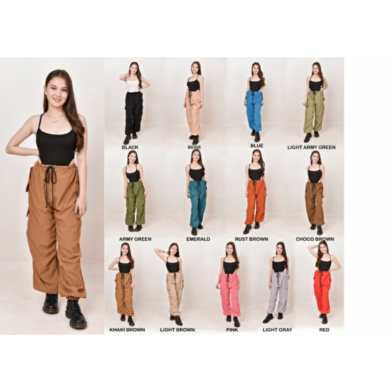 HAILEY PARACHUTE GARTERIZED CARGO STRING PANTS | Shopee Philippines