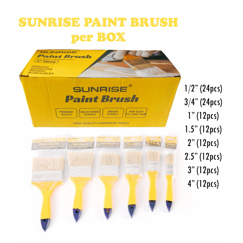 12pcs SET Paint Brush 4inch (1Box ) Sunrise Brand | Shopee Philippines