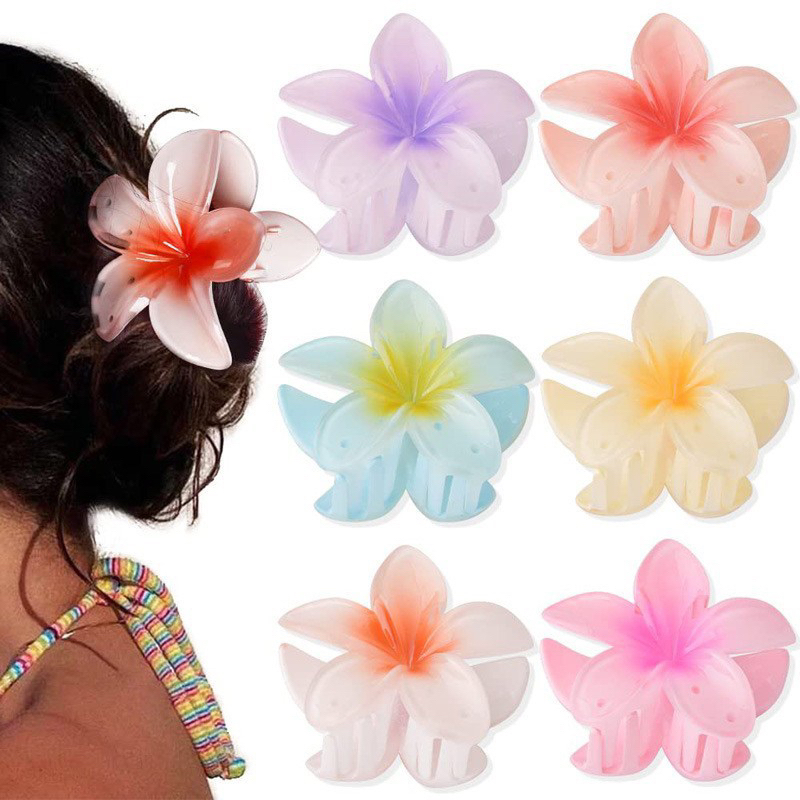 New flower grab clip retro hairpin frangipani ladies side grab half ...