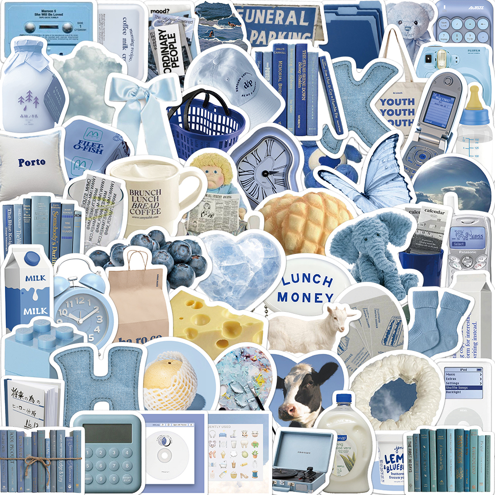 IKEA Series Blue Household Art luggage Stickers 60Pcs/Set DIY Fashion ...