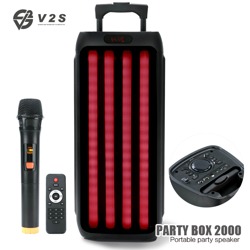 V2S PartyBox 2000 Wireless Rechargeable Bluetooth TWS Digital Audio ...