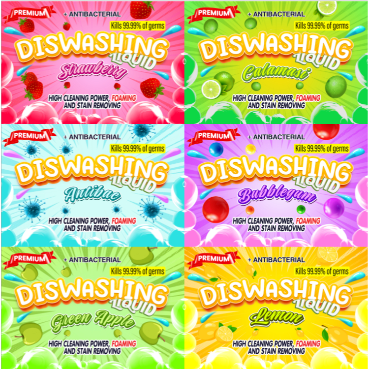 28pcs (Cute Designs) Waterproof STICKER LABEL FOR DISHWASHING LIQUID ...