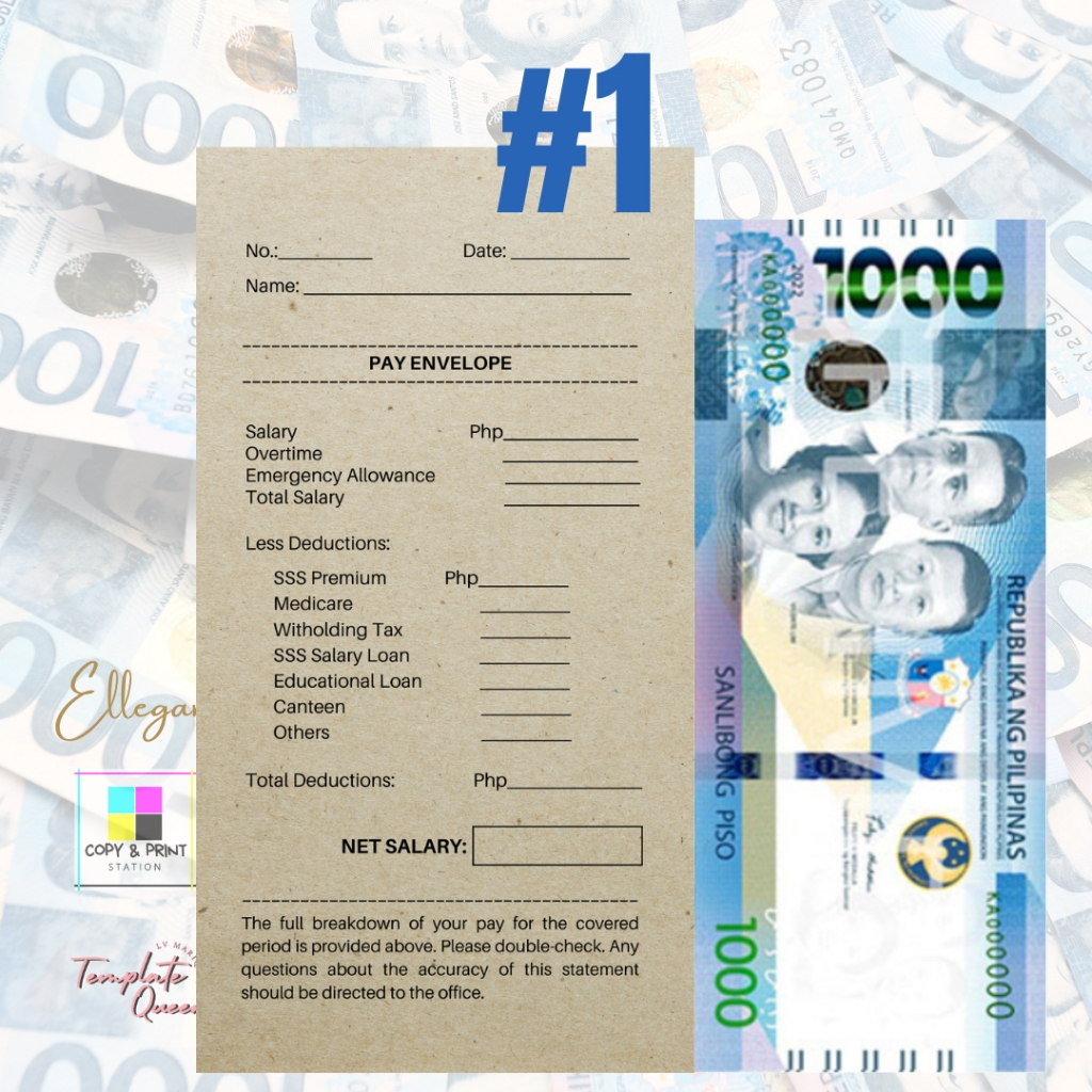 Customized Payroll Envelope 100 pcs | Pay Envelope | Shopee Philippines