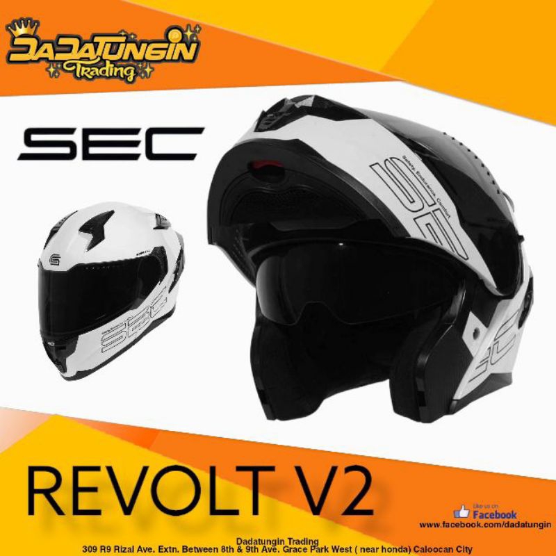 SEC Revolt 2023 and V2 Modular Helmet + FREE Extra Clear Visor and ...