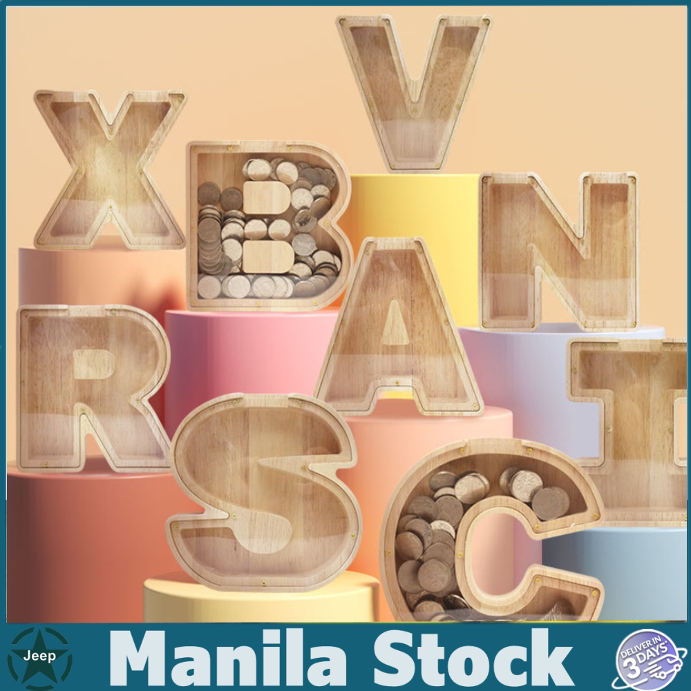 Letter Piggy Bank 26 English Alphabet Piggy Bank Wooden Saving Money ...