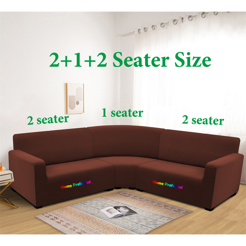 3pcs 3 In 1 Corner Set Cover Sofa Cover Plain Curve Sofa Seat Cover Living Room Furniture